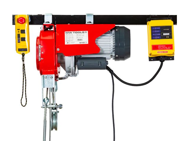 Palan électrique 500 kg 60m 230V télécommande sans fil MW Tools SHI500-R de TORROS Equip Garage ...