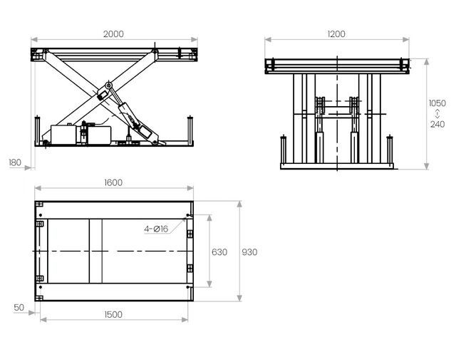 Table élévatrice à ciseaux 1050mm 4000kg 3x400V MW Tools TPSL4100 de ...